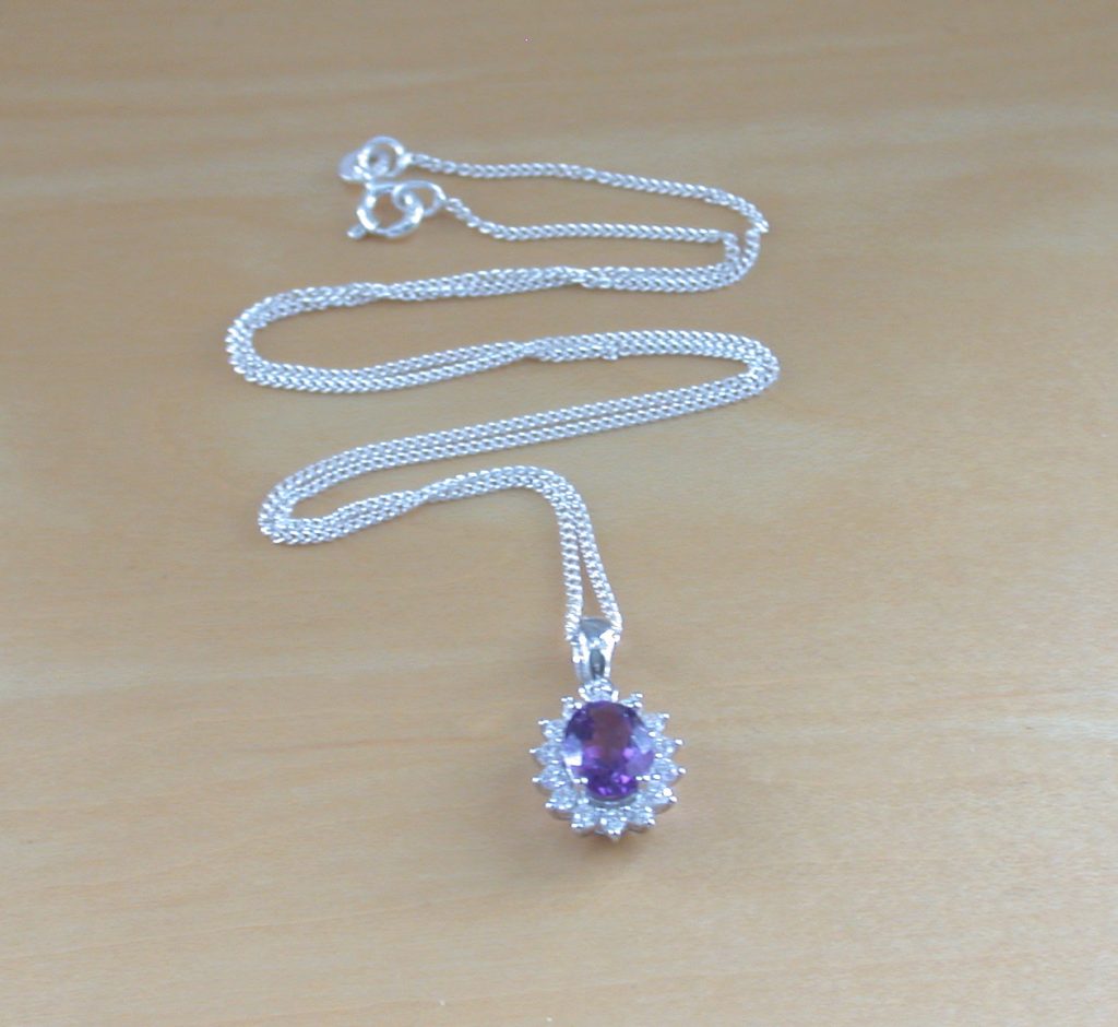 Sterling Silver Amethyst Necklace & Chain | Amethyst Jewellery UK