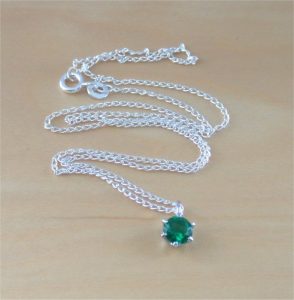 Sterling Silver Emerald Necklace & Chain | Emerald Jewellery| UK
