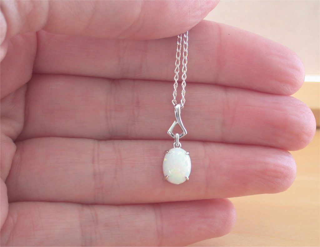Sterling Silver Opal Pendant & Chain | Opal Necklace|Opal Gift|UK