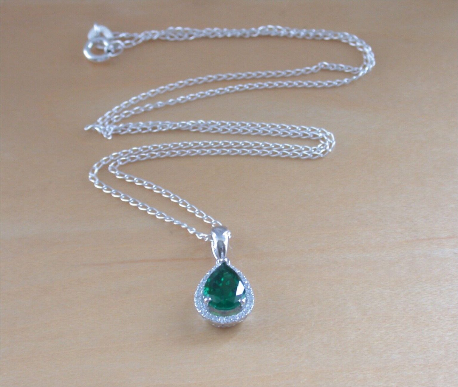 Sterling Silver Emerald Necklace & Chain | Emerald Jewellery UK