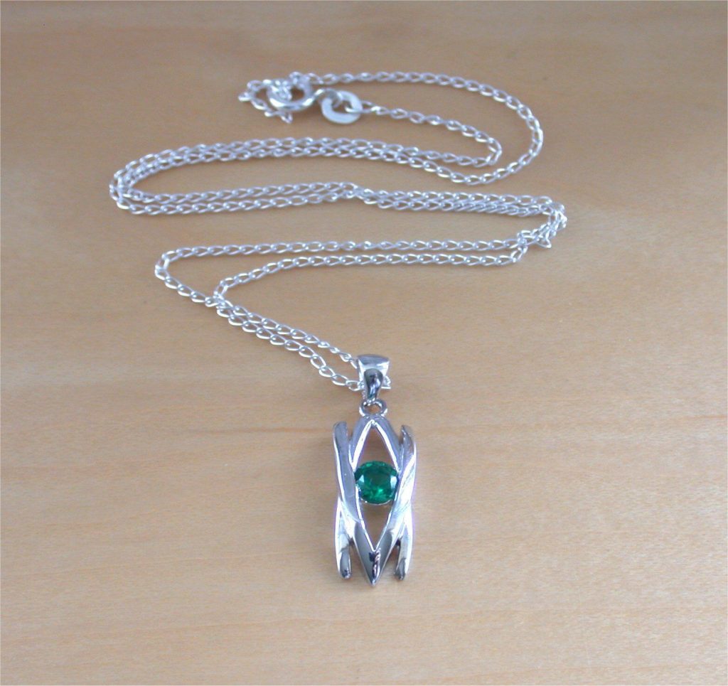 Sterling Silver Emerald Pendant & Chain | Emerald Necklace UK