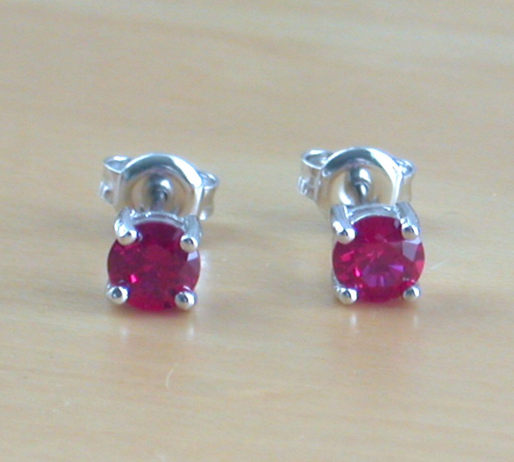 Sterling Silver Ruby Round Stud Earrings | Ruby Jewellery|UK