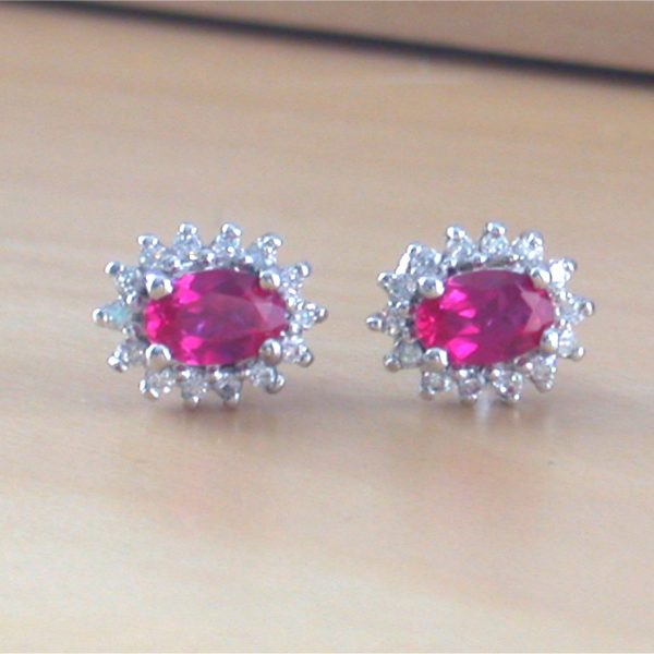 Sterling Silver Ruby Round Stud Earrings | Ruby Jewellery|Ruby Birthstone