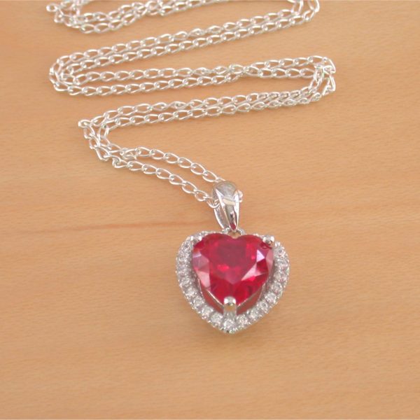 Sterling Silver Ruby Necklace and Earrings| Ruby Jewellery UK | Ruby Gift