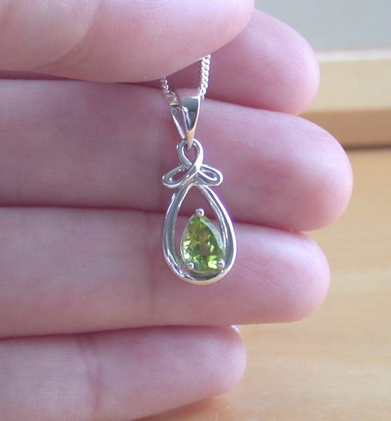 Sterling Silver Peridot Pendant & Chain | Peridot Necklace|UK