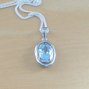 Sterling Silver Blue Topaz Pendant & Chain | Topaz Necklace|UK