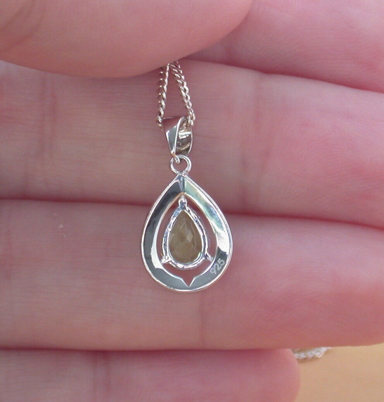 Sterling Silver Peridot & Cz Pendant & Chain | Peridot Necklace UK