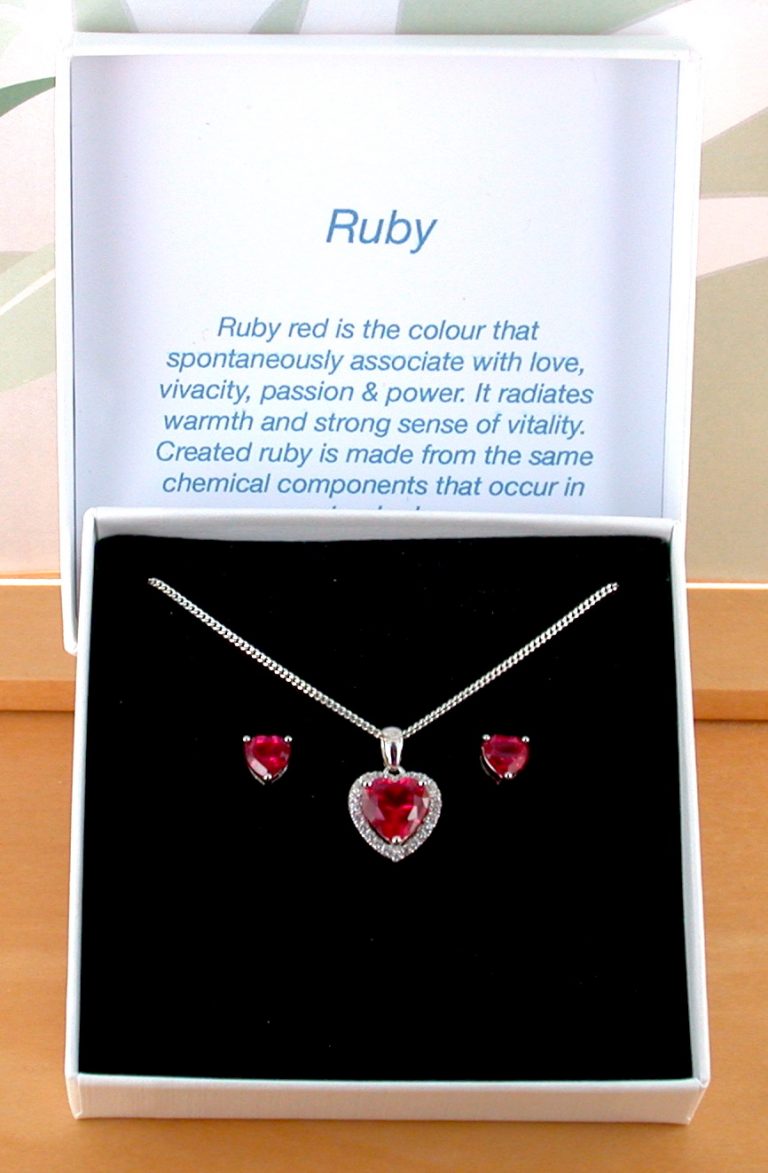 Sterling Silver Ruby Necklace and Earrings|Ruby Jewellery|UK