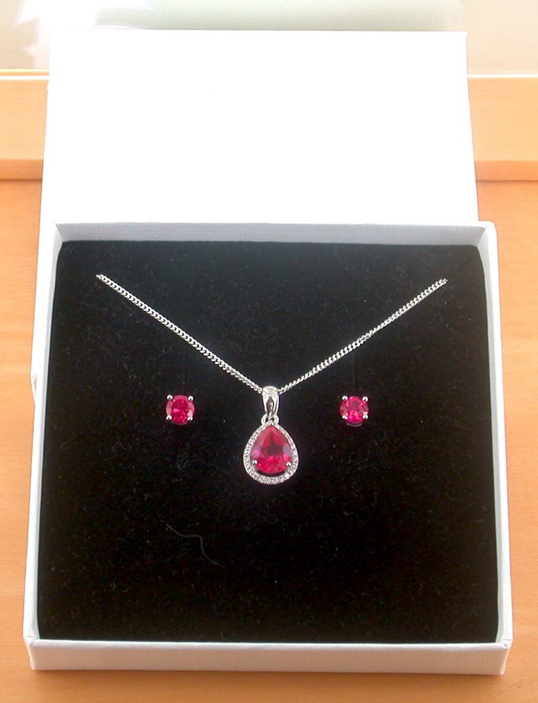Ruby Jewellery UK | Sterling Silver Ruby Necklace and Earrings