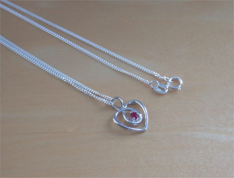 Sterling Silver Ruby Heart Necklace and Earrings|Ruby Jewelry|UK