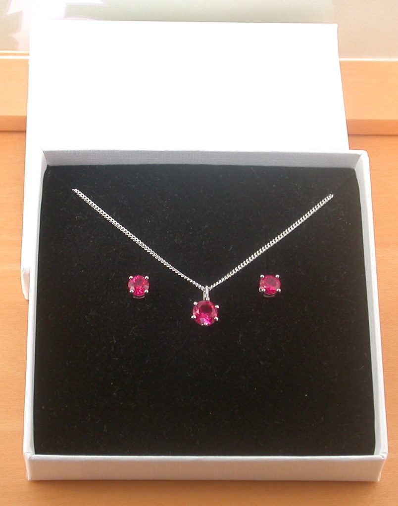 Sterling Silver Ruby Necklace and Earrings| Ruby Jewellery
