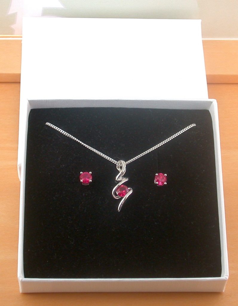 Sterling Silver Ruby Necklace and Earrings| Ruby Jewellery|UK