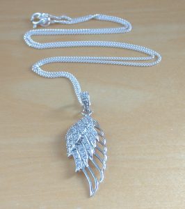 Sterling Silver Angel Wing Pendant & Chain | Silver Angel Necklace UK