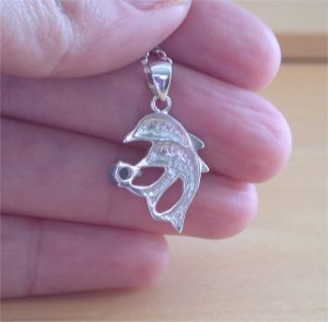Sterling Silver Cz Dolphin Pendant & Chain | Dolphin Necklace|UK