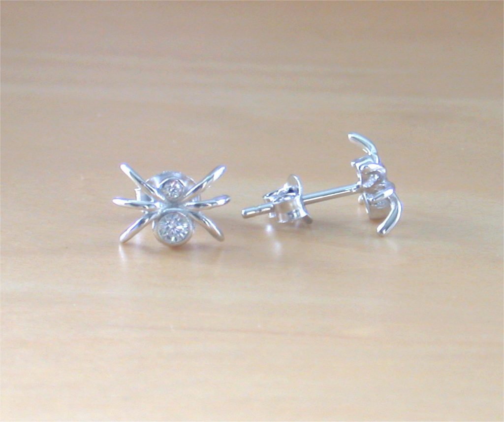 Sterling Silver Cz Spider Earrings | Spider Jewellery | Spider Earrings ...