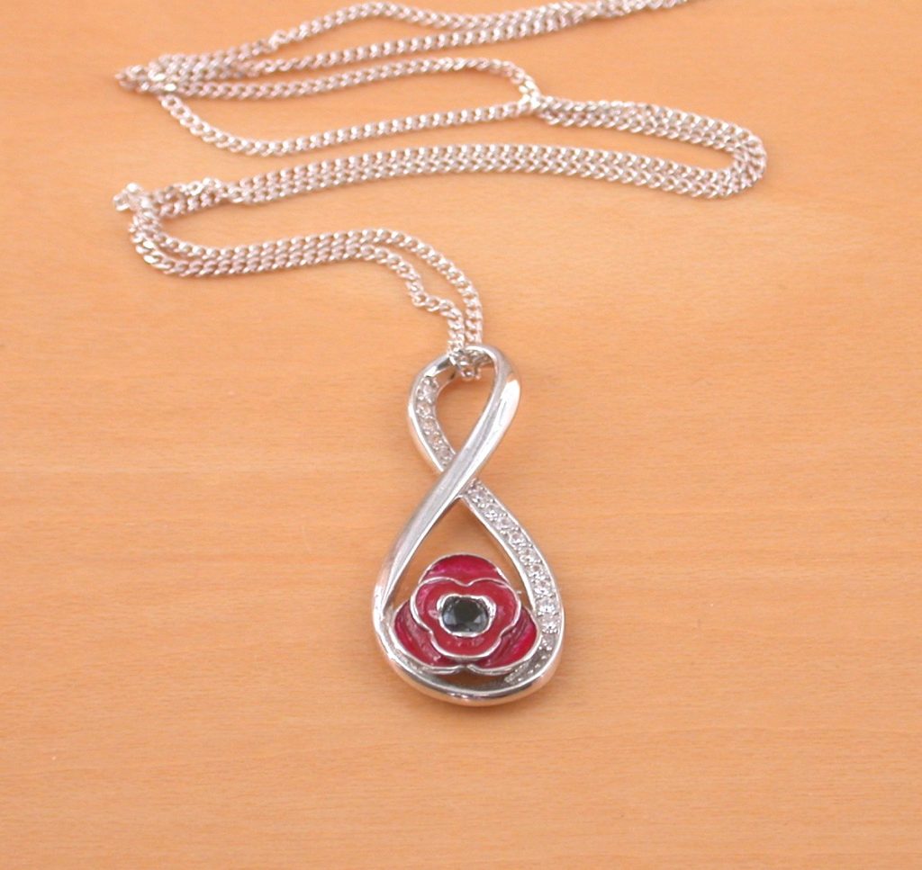 Sterling Silver Poppy Necklace and Earrings | Remembrance Day