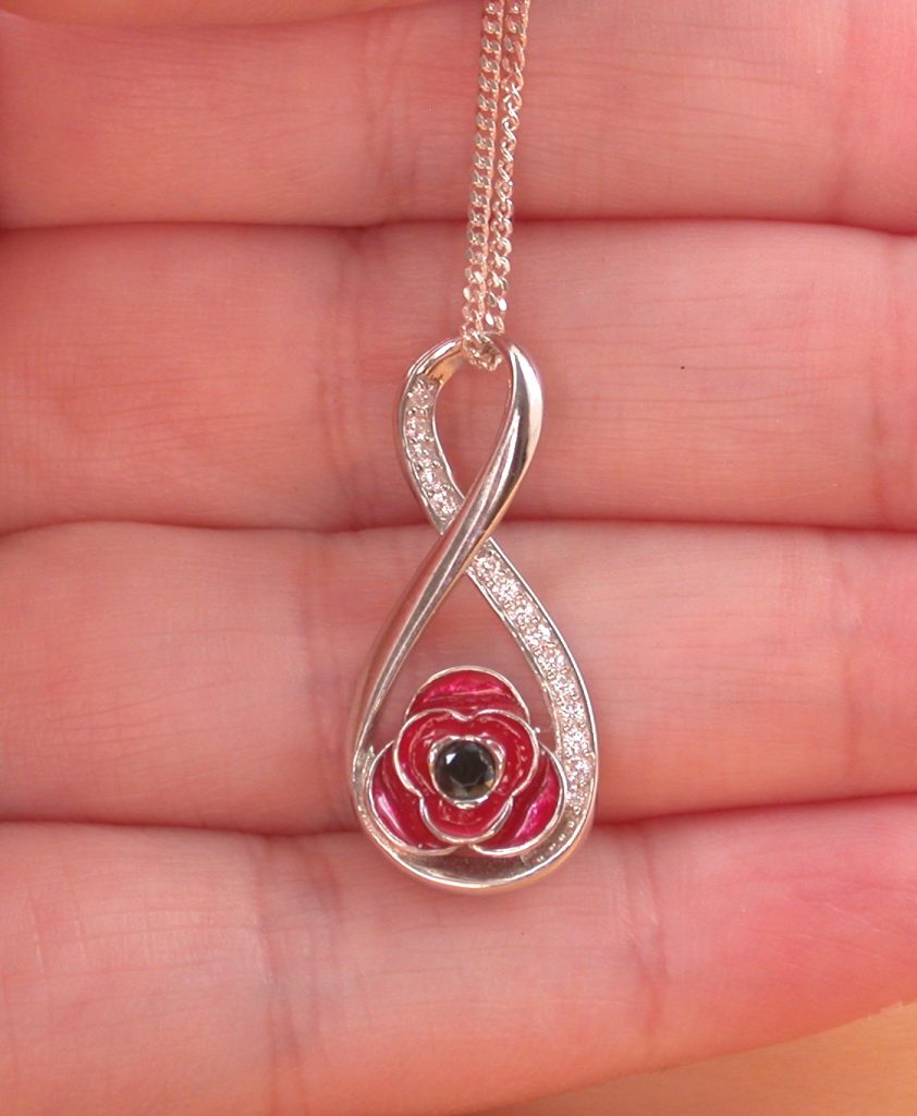 Sterling Silver Poppy Necklace and Earrings | Remembrance Day