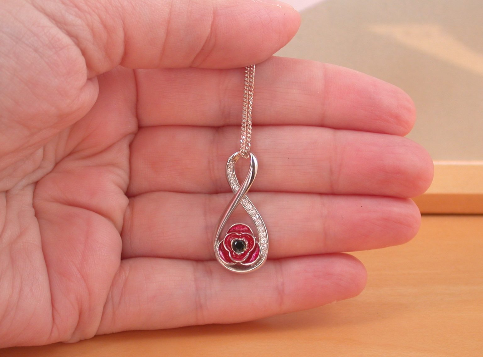 Sterling Silver Poppy Necklace and Earrings | Remembrance Day